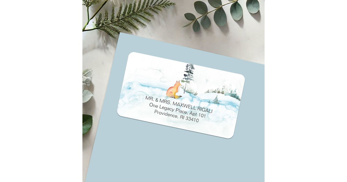 Christmas Watercolor Fox Return Address Labels | Zazzle
