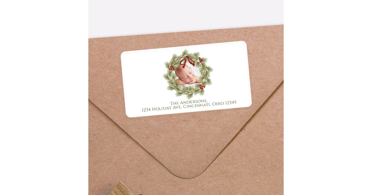 Christmas Watercolor Greenery Wreath Foliage Label | Zazzle