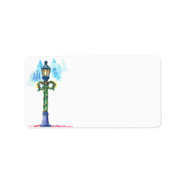 Christmas Watercolor Lamp Post Blank DIY Address Label | Zazzle