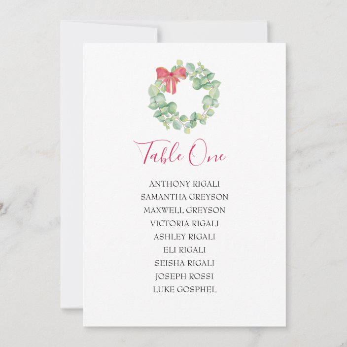 Christmas Watercolor Seating Chart Table Plan Invitation | Zazzle.com