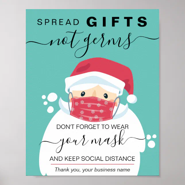 Christmas wear a mask safety sign masked Santa | Zazzle