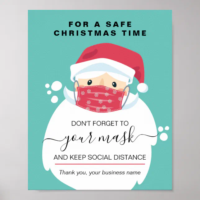 Christmas wear a mask safety sign masked Santa | Zazzle