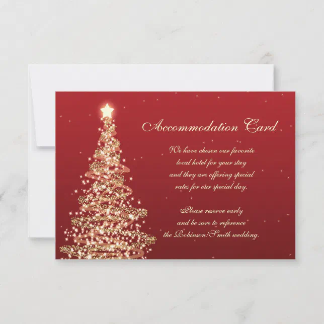 Christmas Wedding Driving Directions Red Gold Invitation | Zazzle