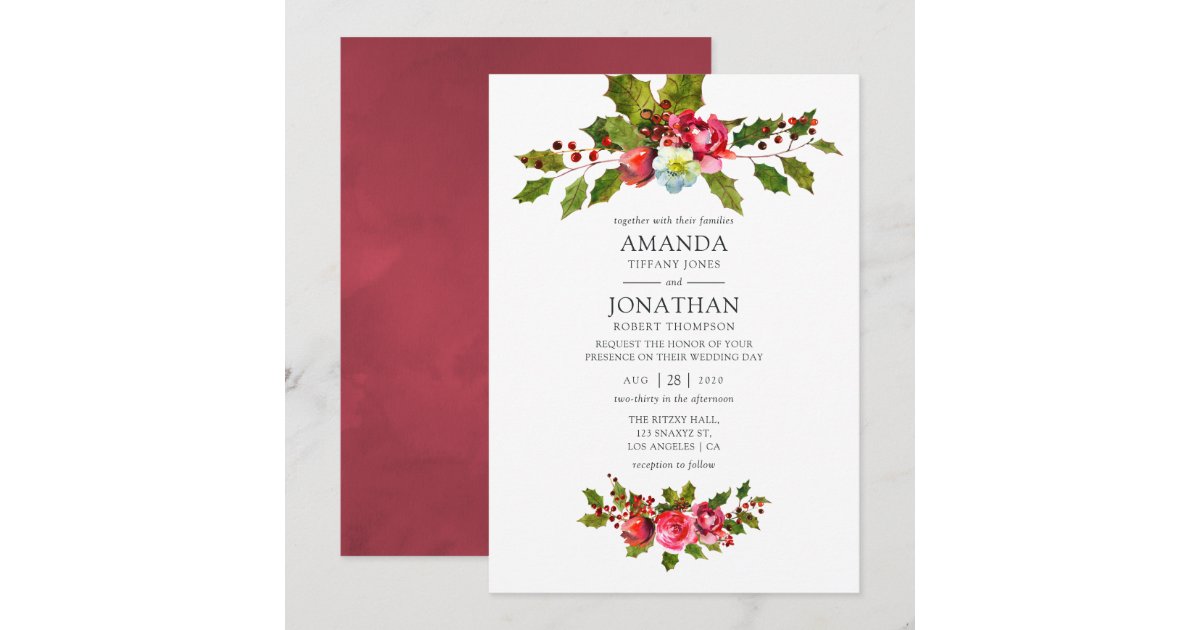 Christmas Wedding Invitation | Zazzle