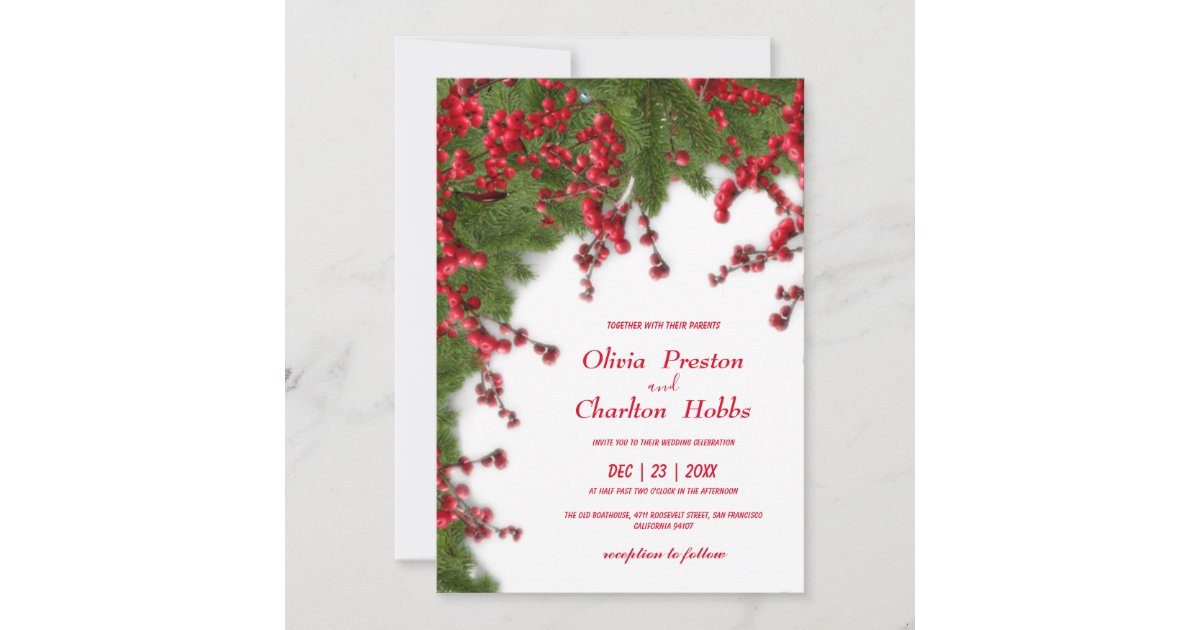 Christmas Wedding Invitation | Zazzle