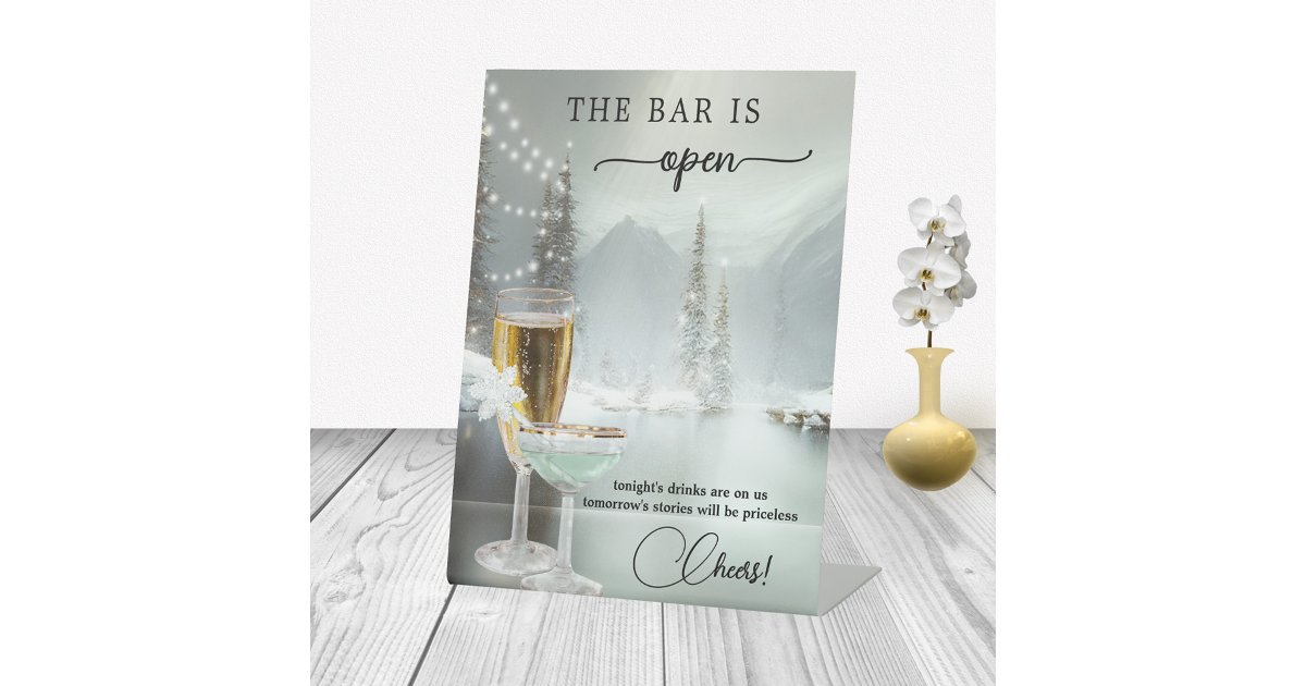 Christmas Wedding Open Bar Tabletop Sign | Zazzle