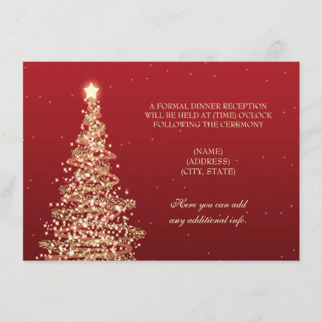 Christmas Wedding Reception Red Gold Enclosure Card | Zazzle