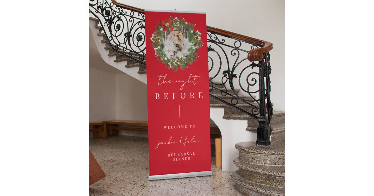 Christmas Wedding Rehearsal Dinner Welcome Retractable Banner | Zazzle