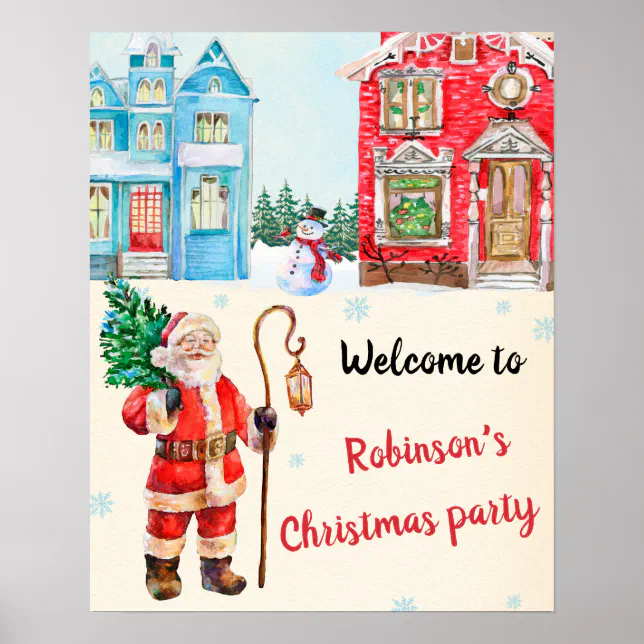 Christmas welcome party sign Christmas poster | Zazzle