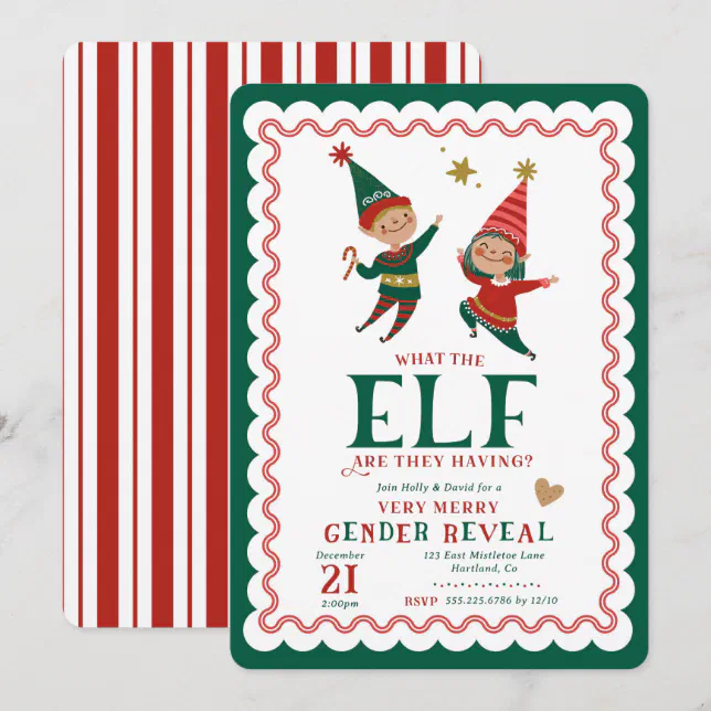 Christmas What the Elf Gender Reveal Invitation | Zazzle