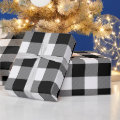 Christmas White & Black Jumbo Buffalo Check Plaid Wrapping Paper | Zazzle