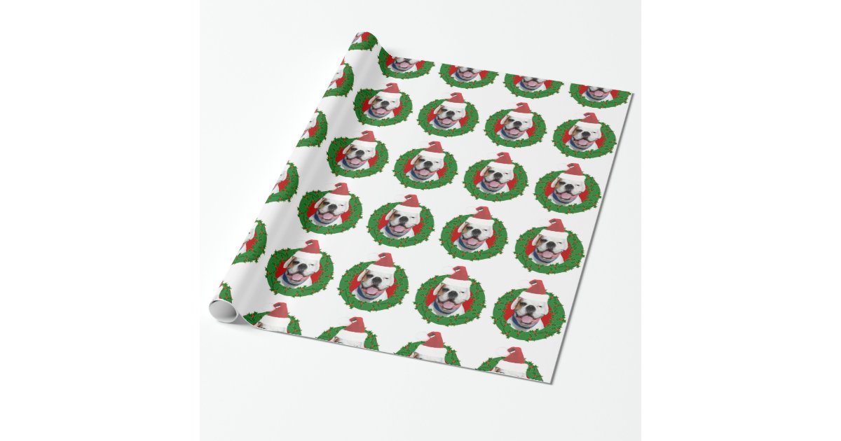 Christmas white boxer dog wrapping paper | Zazzle