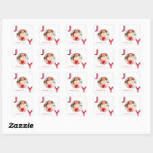 Christmas white red photo joy square sticker | Zazzle