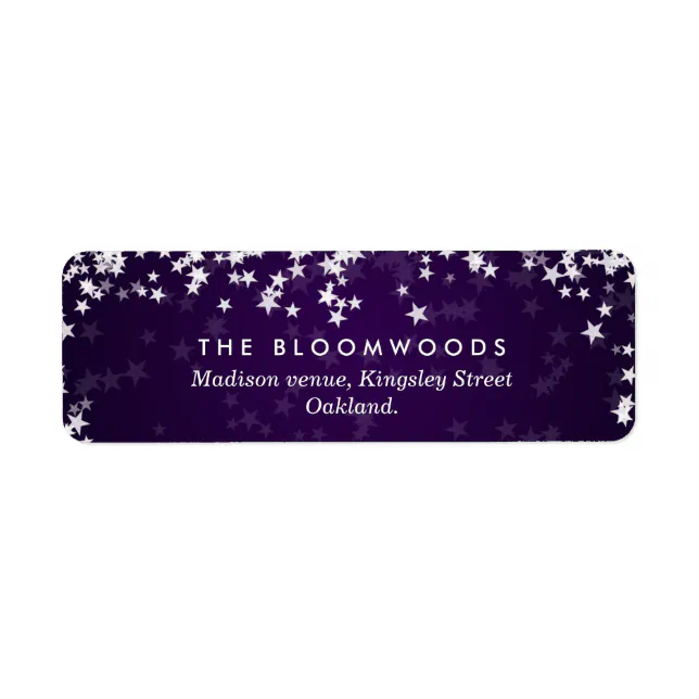 Christmas White Stars Bright Purple Holiday Label | Zazzle