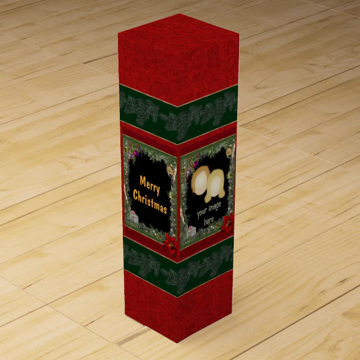 Christmas Wine Gift Box with your Photo & Text | Zazzle