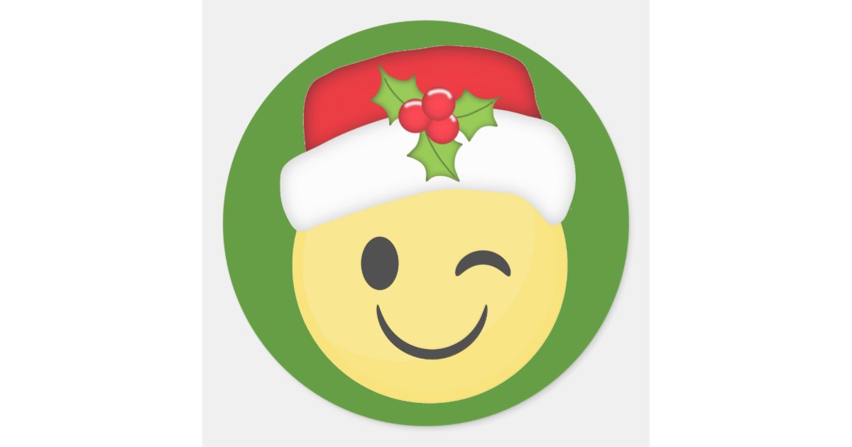Christmas Wink Emoji Stickers | Zazzle