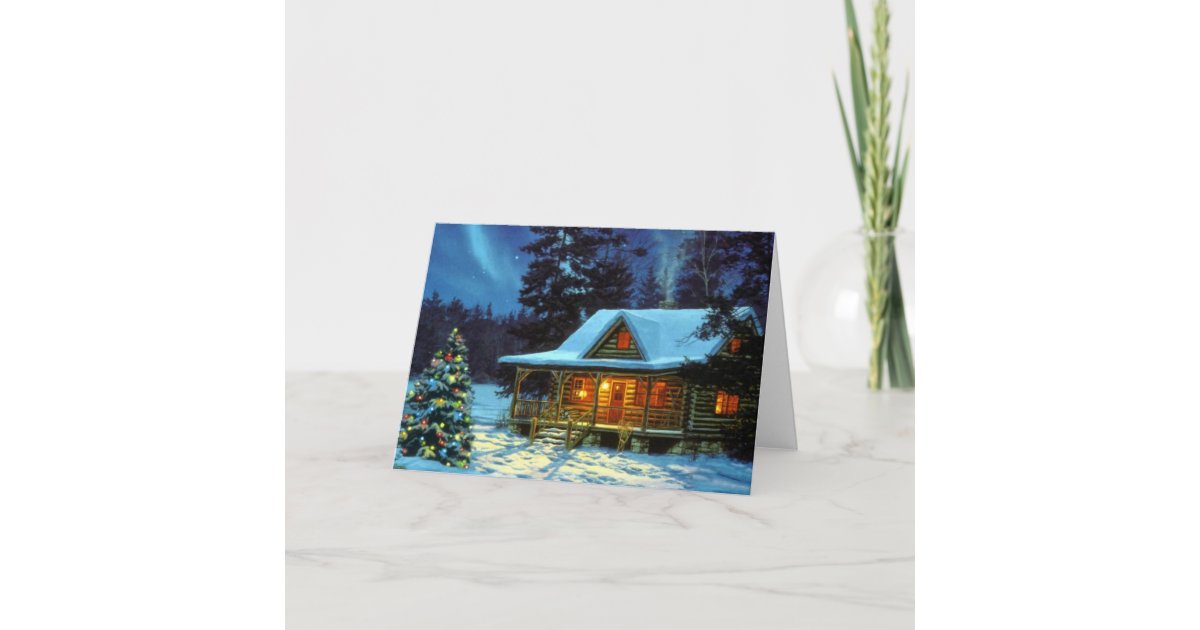 Christmas Winter Cabin Holiday Card | Zazzle