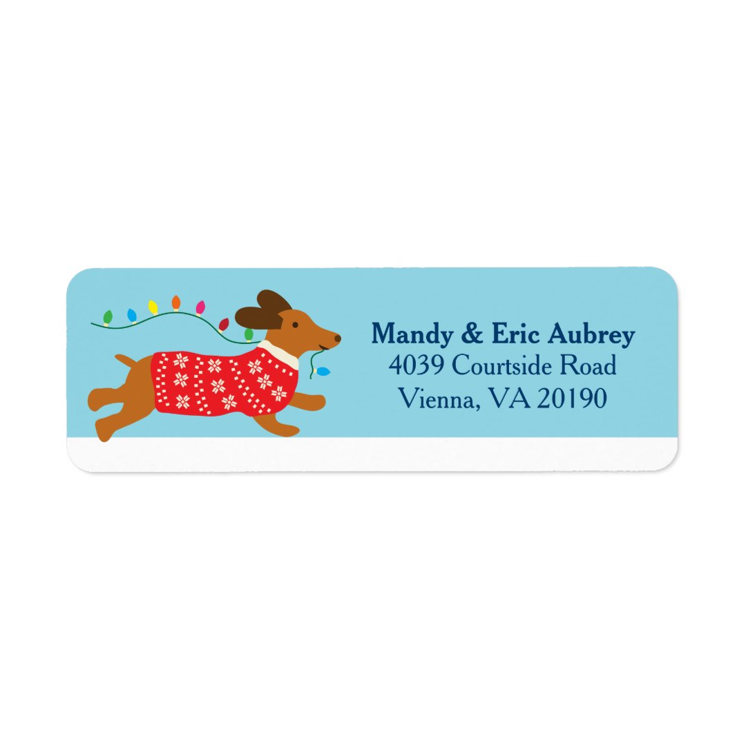 Christmas Winter Dachshund Dog Label | Zazzle