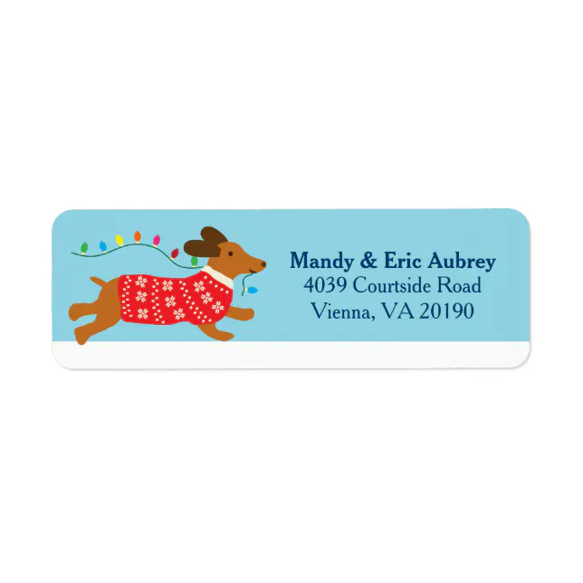 Christmas Winter Dachshund Dog Label | Zazzle