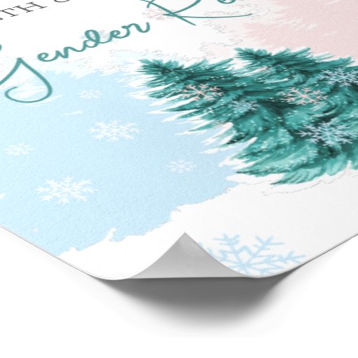 Christmas Winter Gender Reveal Party Poster | Zazzle