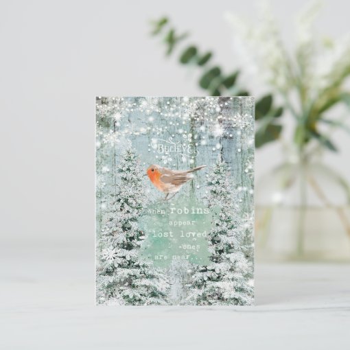 christmas winter robin quote postcard | Zazzle