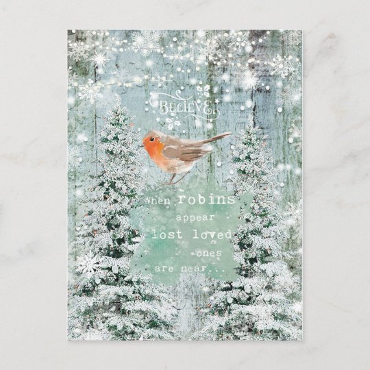 christmas winter robin quote postcard | Zazzle.com