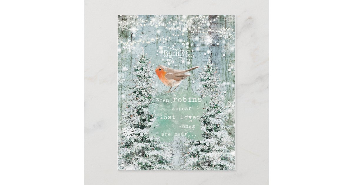 christmas winter robin quote postcard | Zazzle