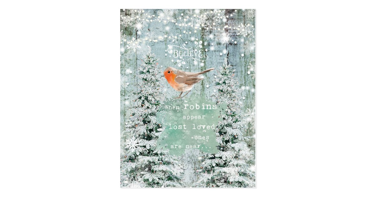 christmas winter robin quote postcard | Zazzle.com