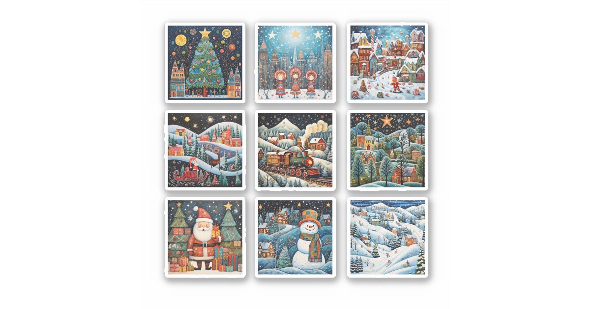 Christmas Winter Scenes Vinyl sticker | Zazzle