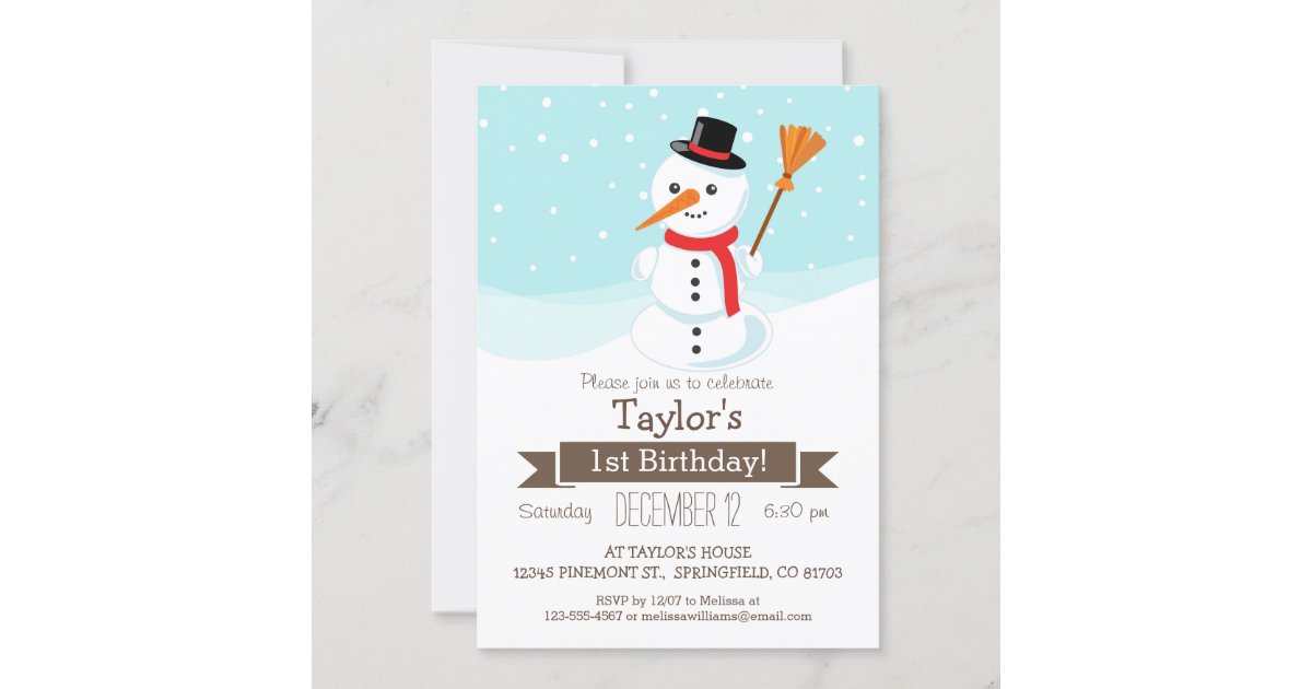 Christmas Winter Snowman, Kid's Birthday Party Invitation | Zazzle