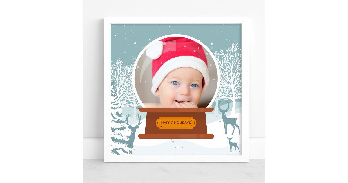 Christmas Winter Woodland Photo Snow Globe Poster | Zazzle