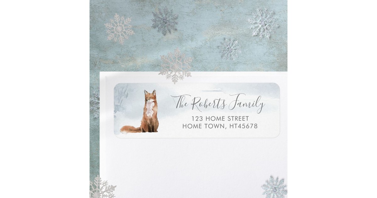 Christmas Winter Woodland Scene Fox Label | Zazzle