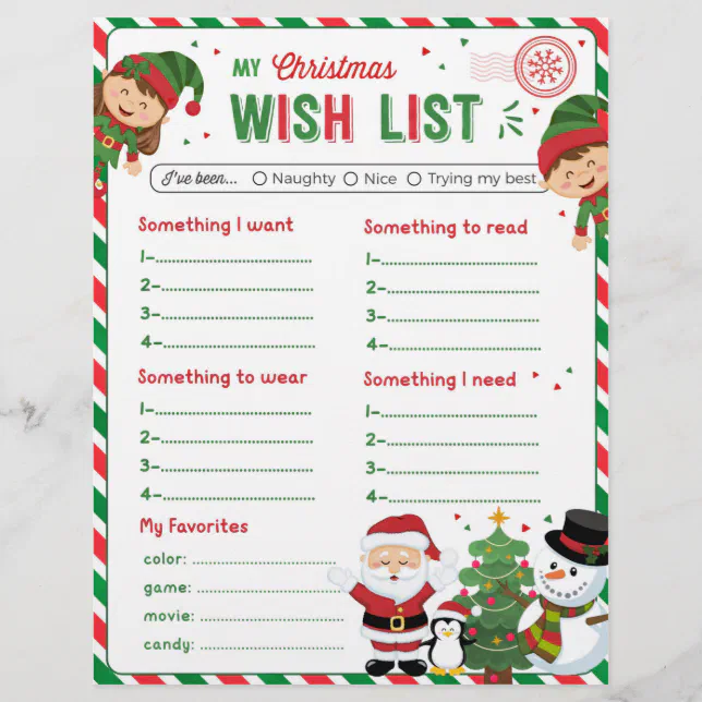 Christmas Wish List for kids | Zazzle