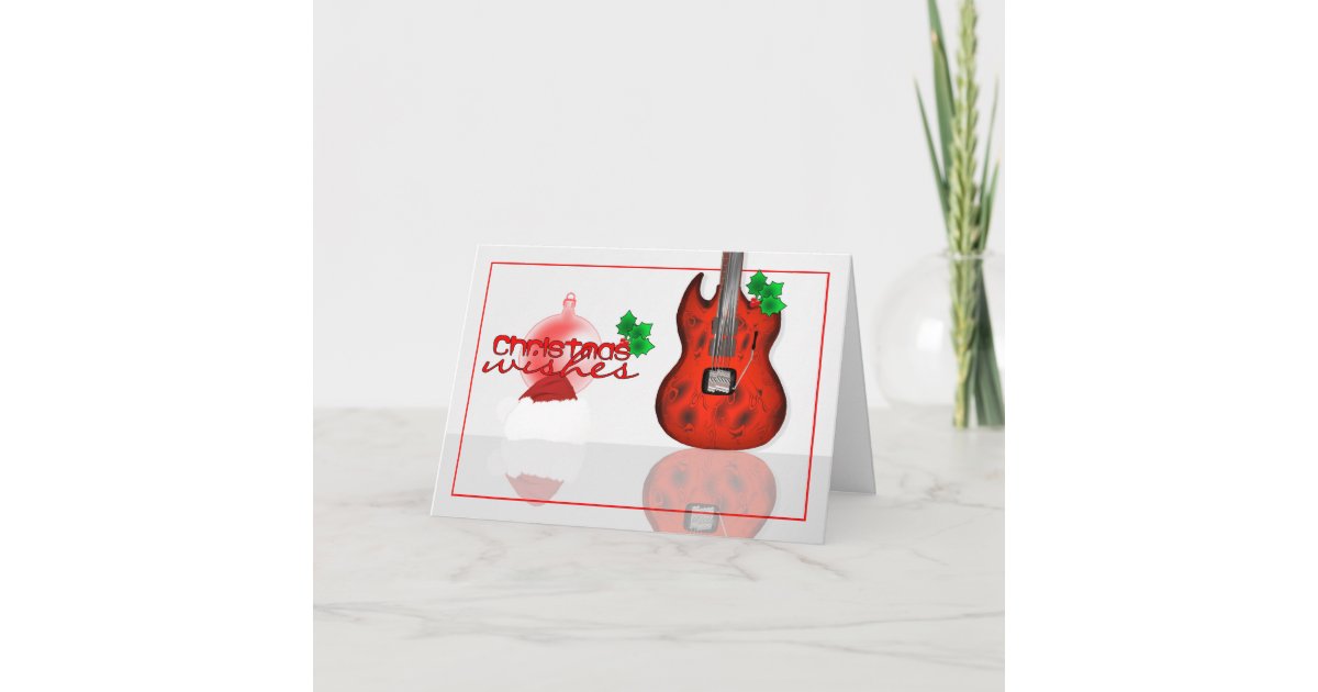 Christmas wishes card with Guitar | Zazzle