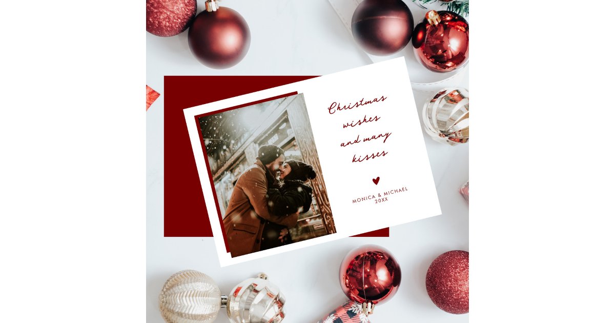 Christmas Wishes Chic Modern Handwriting Photo Holiday Card | Zazzle