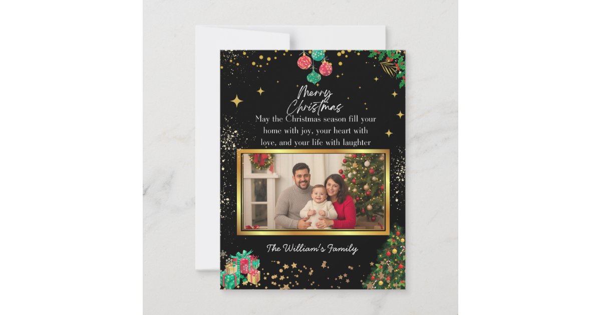 Christmas Wishes Custom Photo Card | Zazzle