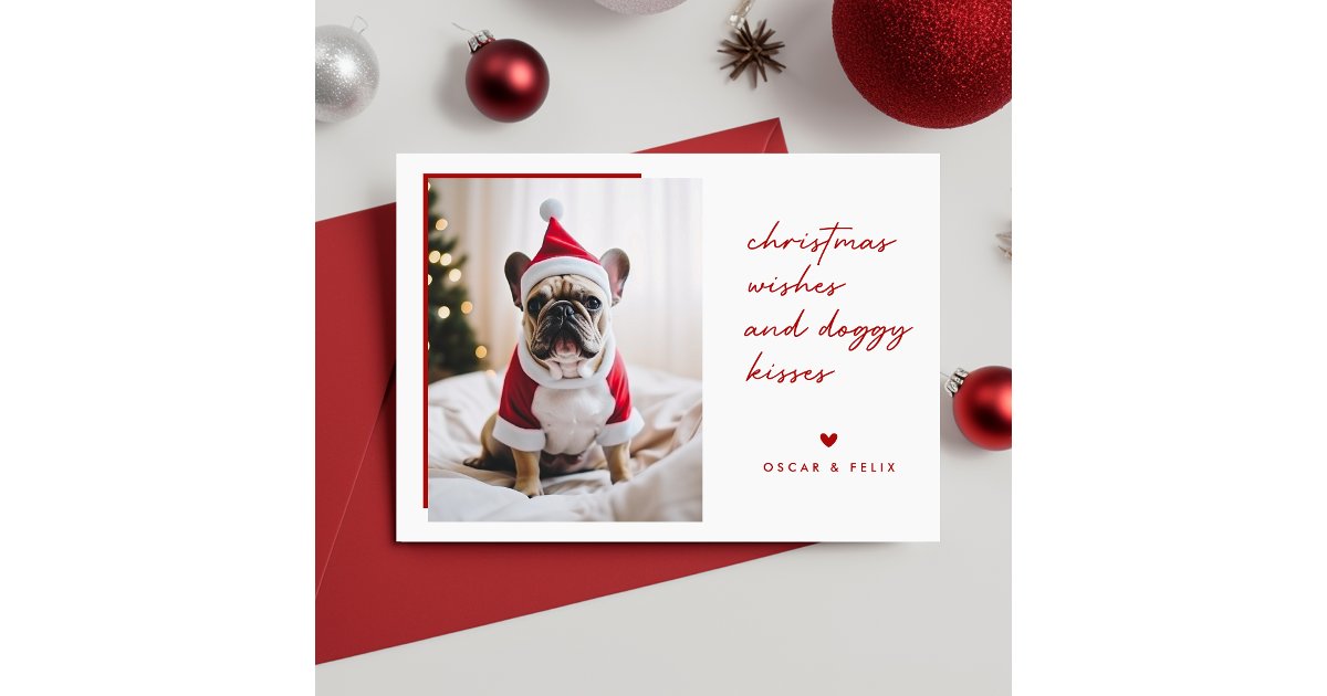 Christmas Wishes Family Pet Dog Puppy Christmas Holiday Card | Zazzle