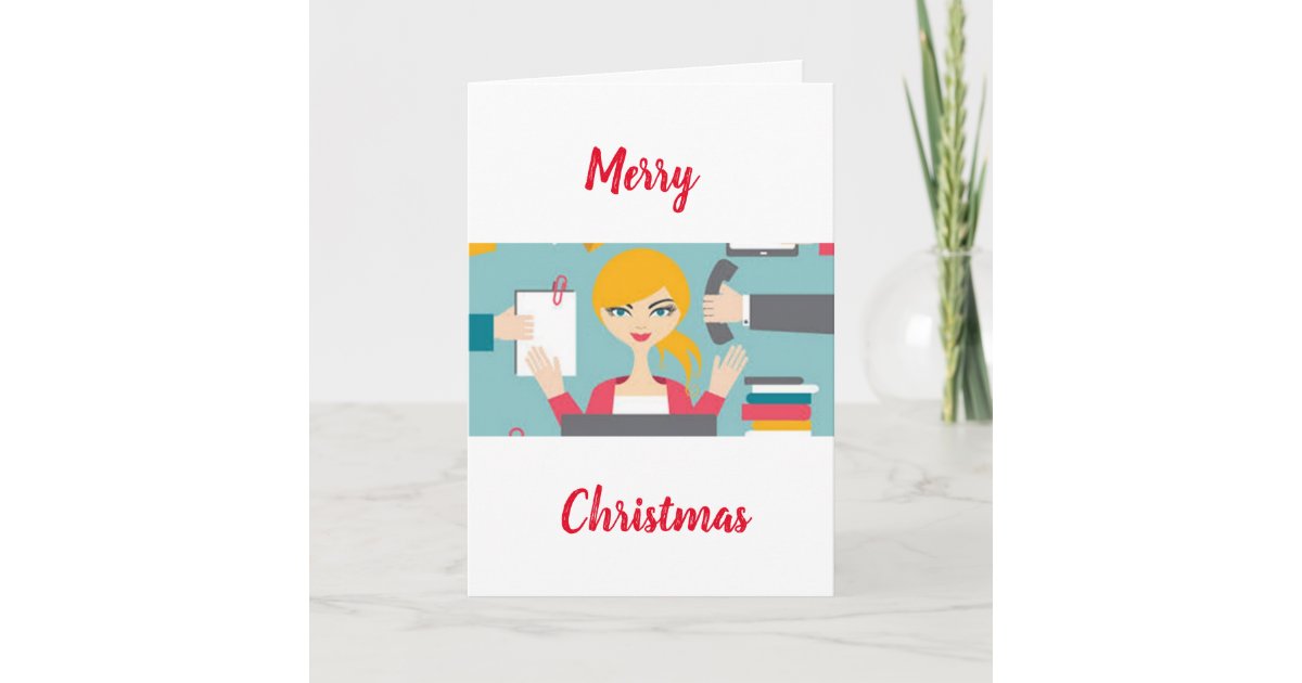 CHRISTMAS WISHES **FEMALE OFFICE WORKER" CARD | Zazzle