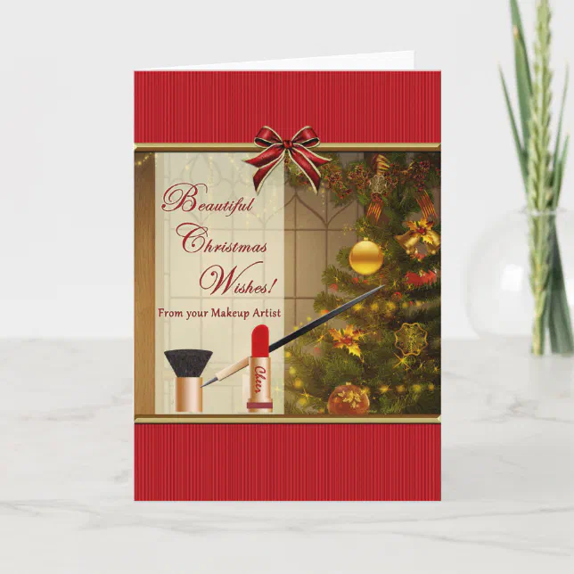 Christmas Wishes From Makeup Artist Blank Card | Zazzle