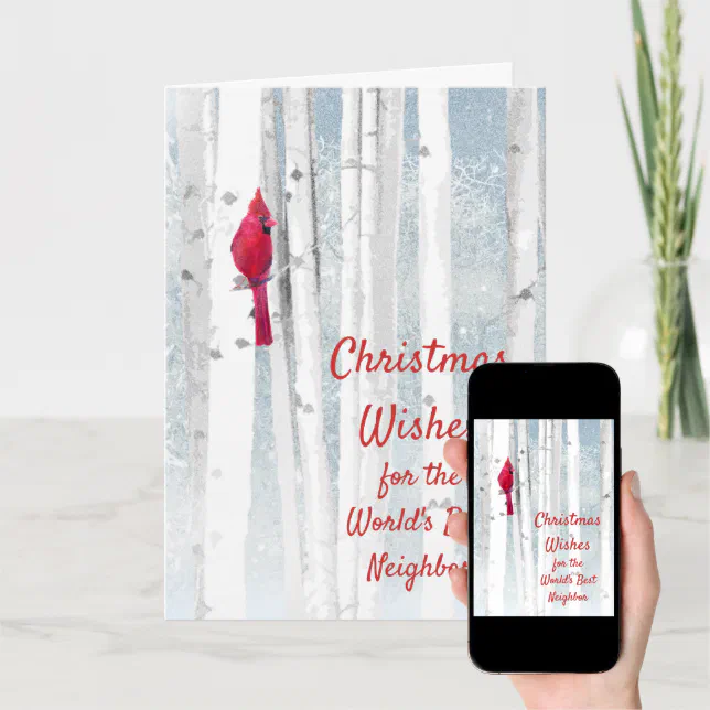 Christmas Wishes Red Cardinal for Neighbor Holiday Card | Zazzle