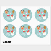 Christmas with Santa, Reindeer, Gingerbread Man Classic Round Sticker ...