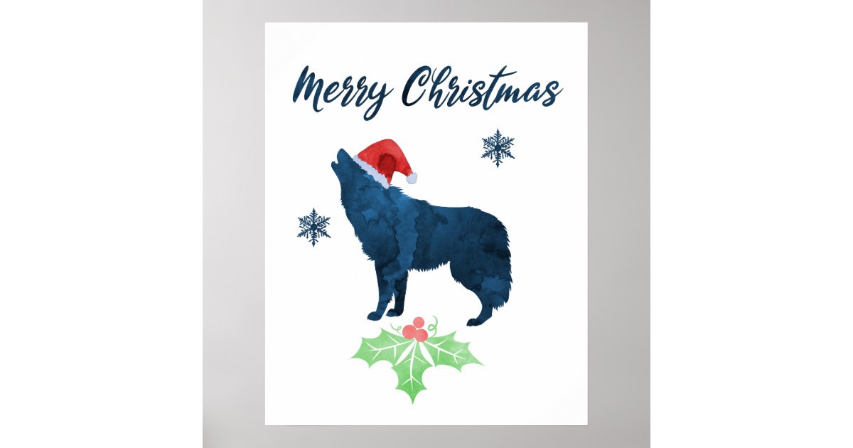 Christmas Wolf Poster | Zazzle