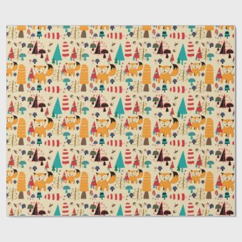 Christmas Woodland Cute Fox Wrapping Paper | Zazzle