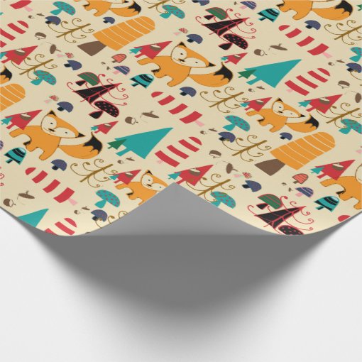 Christmas Woodland Cute Fox Wrapping Paper | Zazzle