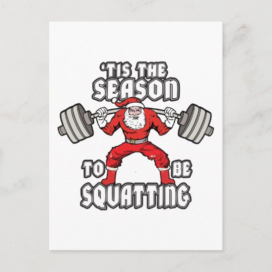 Christmas Workout Humor - Santa Claus Squat Holiday Postcard | Zazzle.com