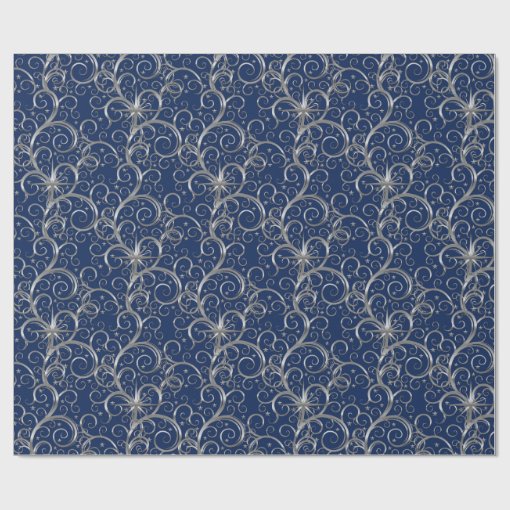 Christmas Wrapping Paper-Majesty Silver Swirls Wrapping Paper | Zazzle