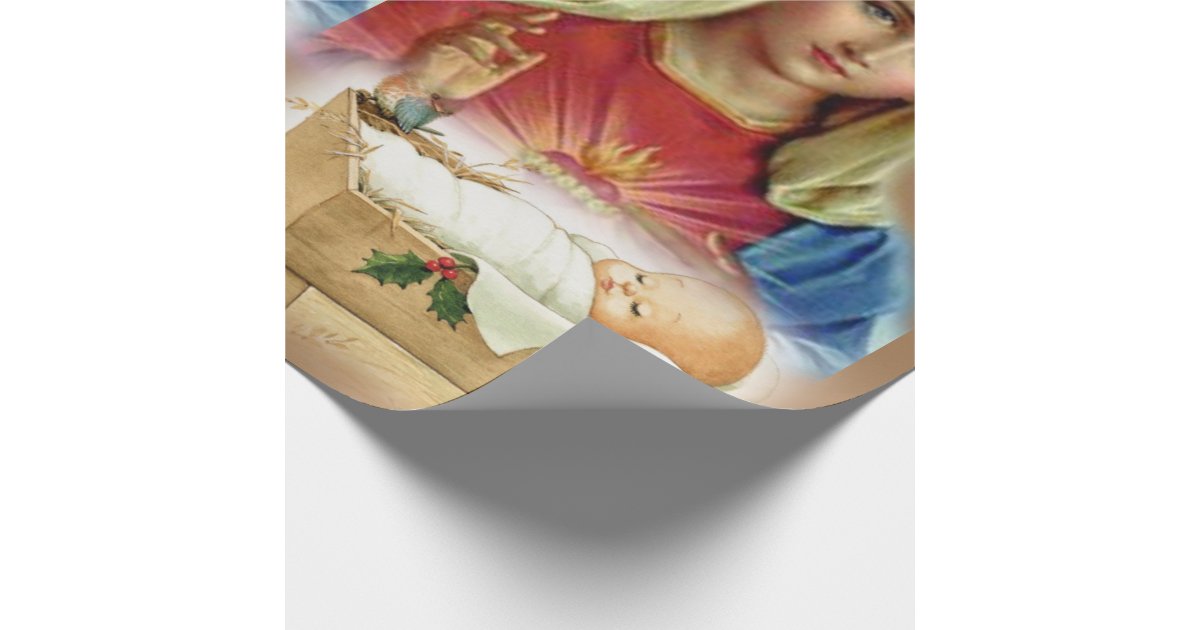 Christmas Wrapping Paper Mary Baby Jesus | Zazzle
