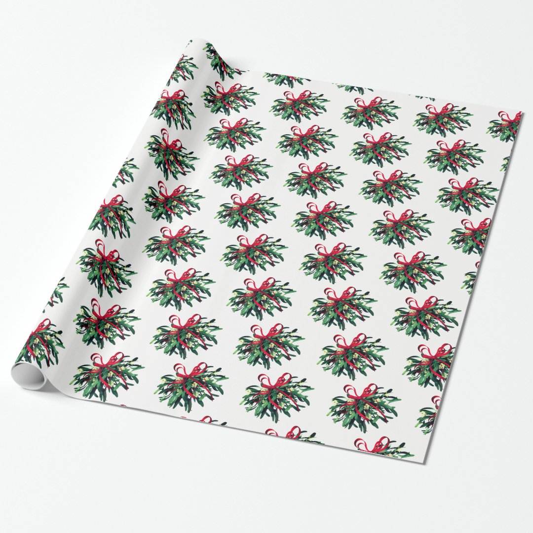 Christmas Wrapping Paper-Mistletoe Wrapping Paper | Zazzle