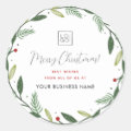 Christmas Wreath Business Add Custom Company Logo Classic Round Sticker ...