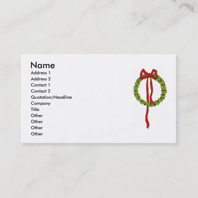 Christmas Wreath Business Card | Zazzle